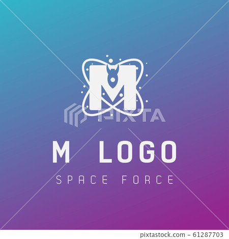 m initial space force logo design galaxy rocket - Stock Illustration ...