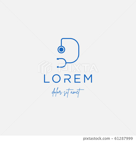 stethoscope d letter logo vector design icon - Stock Illustration ...