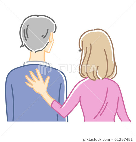 A woman with a hand on her back (color) - Stock Illustration [61297491 ...