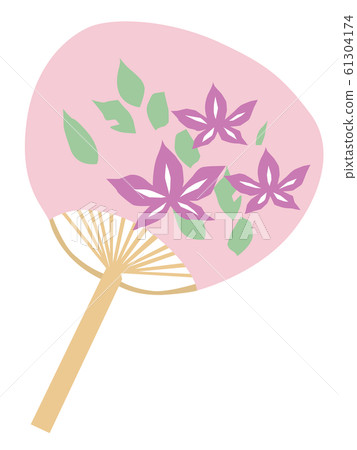 Illustration of pink fan with flower pattern - Stock Illustration ...