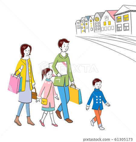 Family shopping illustration - Stock Illustration [61305173] - PIXTA