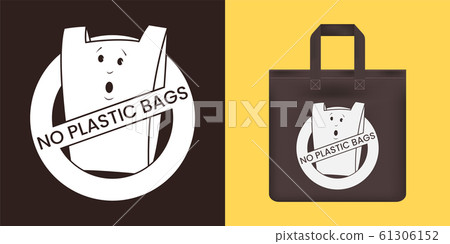 No plastic bags concept. Cartoon bag character - Stock Illustration ...