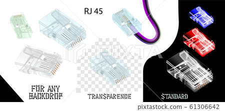 Close-up set rj-45 connectors isolated on white - Stock Illustration ...