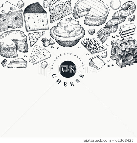 Cheese design template. Hand drawn vector dairy - Stock Illustration ...