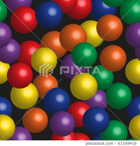 Rainbow Color Balls Seamless Pattern on Black - Stock Illustration ...