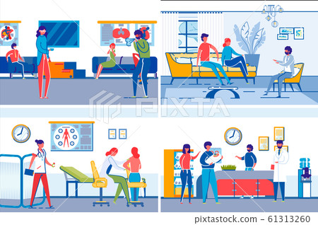 Family Healthcare Hospital Visitors and Doctors. - Stock Illustration ...