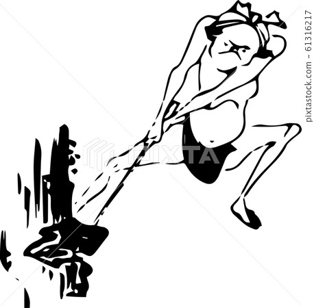 Woodcutter cutting wood - Stock Illustration [61316217] - PIXTA