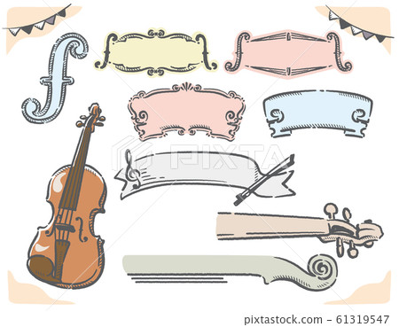 Violin theme label, decoration material - Stock Illustration [61319547 ...