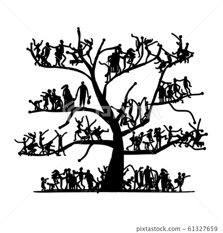 Tree of people, sketch for your design - Stock Illustration [61327659 ...