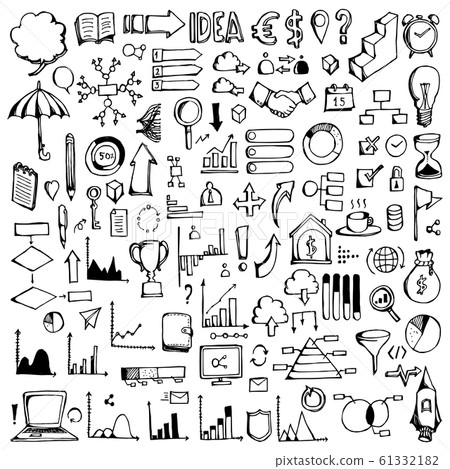 Set of Data Drawing illustration Hand drawn doodle - Stock Illustration ...