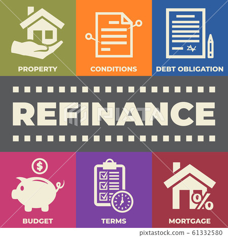 REFINANCE Concept with icons and signs - Stock Illustration [61332580 ...
