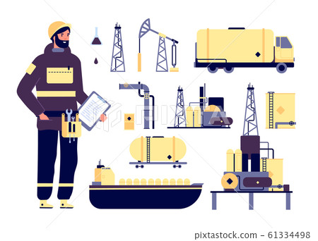 Oilman. Oil industrial environment, petroleum... - Stock Illustration ...