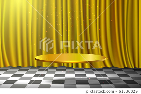 golden stand with spotlight in the studio room - Stock Illustration ...