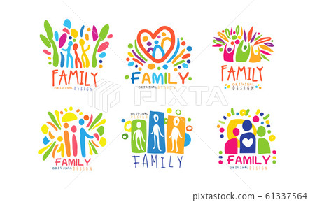 Family Labels Original Design Labels... - Stock Illustration [61337564 ...