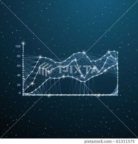 Business wireframe charts on digital space. Low... - Stock Illustration ...