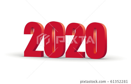 Happy New Year 2020 celebration 3d text. Red... - Stock Illustration ...