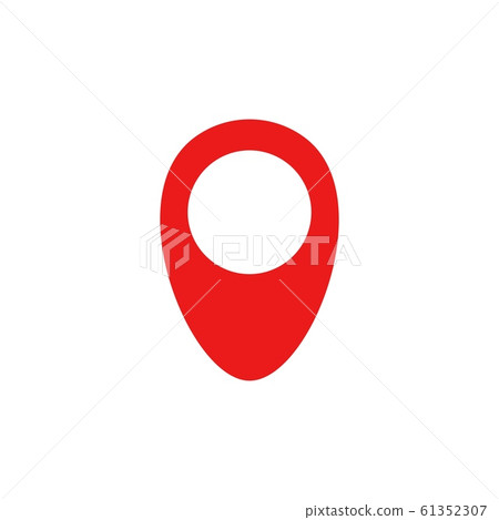 Red map pin icon in flat style. Pointer symbol,... - Stock Illustration [61352307] - PIXTA