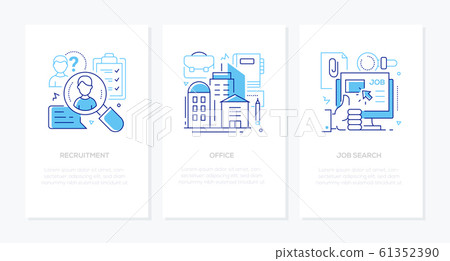 Human resources - line design style banners set - Stock Illustration ...
