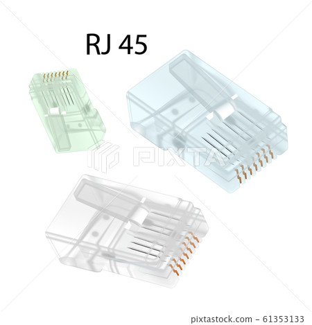 Close-up set rj-45 connectors isolated on white - Stock Illustration ...