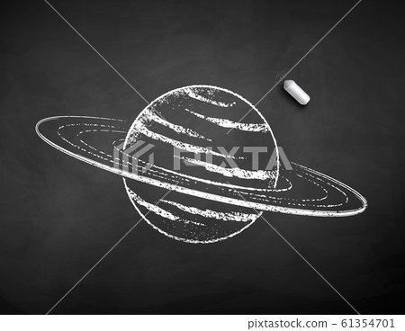 Chalk drawn illustration of Saturn planet - Stock Illustration ...