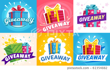 Giveaway winner poster. Gift offer banner,... - Stock Illustration ...