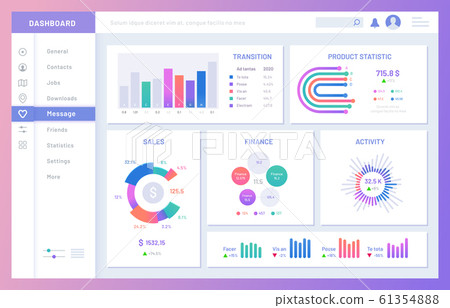 Dashboard ui. Statistic graphs, data charts and... - Stock Illustration ...