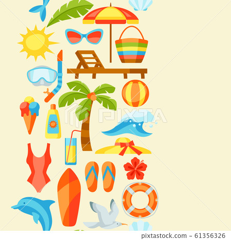 Seamless pattern with summer and beach objects. - Stock Illustration ...