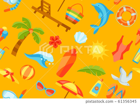 Seamless pattern with summer and beach objects. - Stock Illustration ...