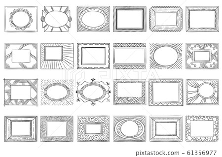 Hand drawn picture frames. Sketch frame, doodle... - Stock Illustration ...