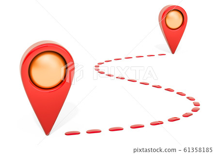 Distance between two map pointers. 3D rendering - Stock Illustration ...