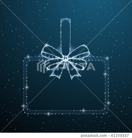 Bow ribbon low poly sign on blue sky... - Stock Illustration [61358587 ...