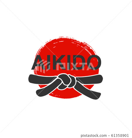 Aikido - vector stylized font with black belt - Stock Illustration ...