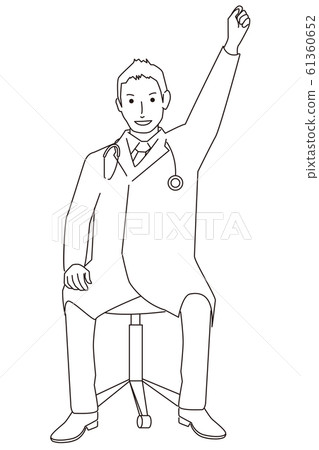 Young Doctor Guts Poses Line Drawing - Stock Illustration [61360652 ...