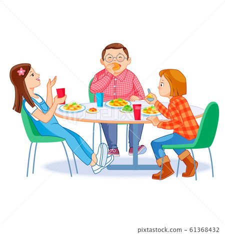 Happy kids having breakfast by themselves. Two... - Stock Illustration [61368432] - PIXTA