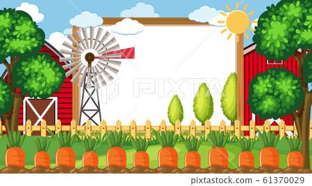 Border template with farm scene in background - Stock Illustration ...