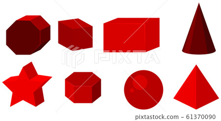Set of geometry shapes in red - Stock Illustration [61370090] - PIXTA