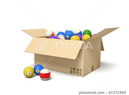 3d rendering of cardboard box full of colorful... - Stock Illustration ...