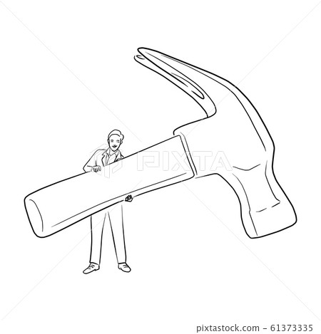 businessman holding big hammer vector illustration - Stock Illustration ...