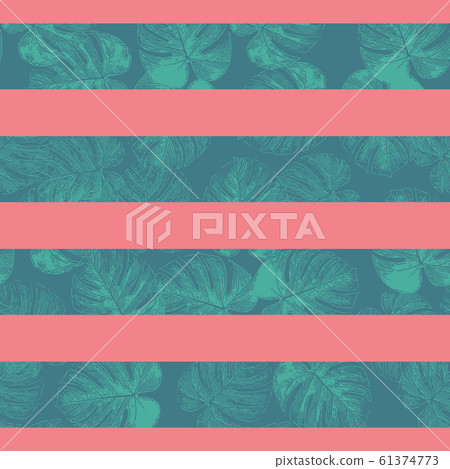 Tropical stripes seamless vector pattern. Teal... - Stock Illustration ...