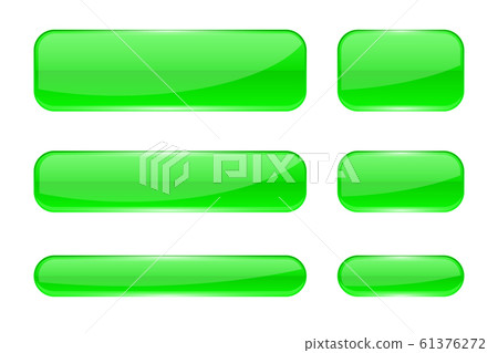 Web buttons. Green shiny rectangle icons - Stock Illustration [61376272 ...