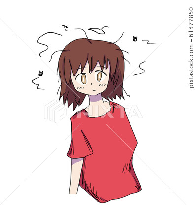 Unsanitary woman with bugs flying around her head - Stock Illustration ...