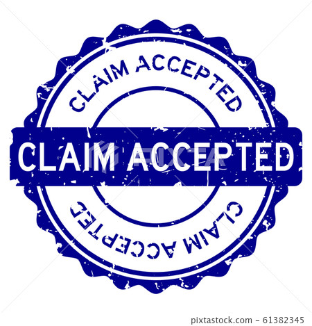 Grunge blue claim accepted word round rubber... - Stock Illustration ...