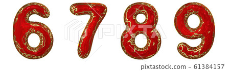 Number set 6, 7, 8, 9 made of realistic 3d... - Stock Illustration ...