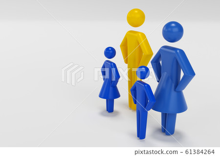 3d people - parents with children. 3d rendering - Stock Illustration ...