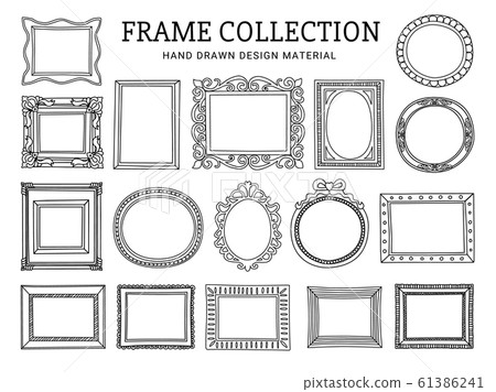 Line drawing monochrome picture frame set - Stock Illustration ...