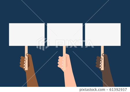 different color hand showing a blank protest... - Stock Illustration ...