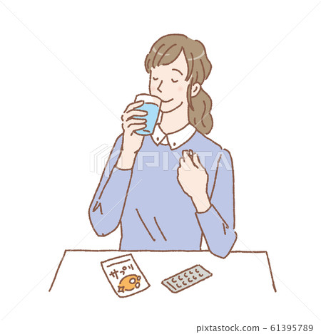A woman drinking supplements Illustration... - Stock Illustration ...