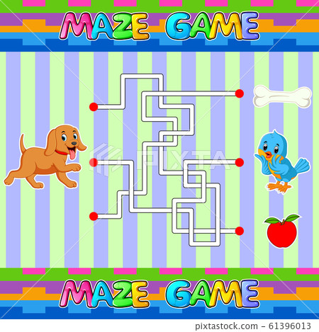 Help dog find the right path to bone.... - Stock Illustration [61396013 ...