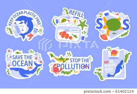 Ocean pollution with plastic. Protecting marine... - Stock Illustration ...