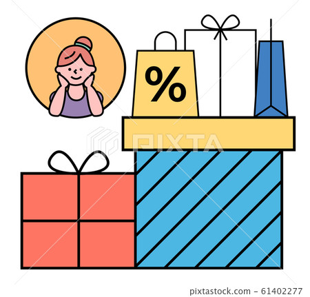 Loads of Packages and Girls and Happy Woman Vector - Stock Illustration ...